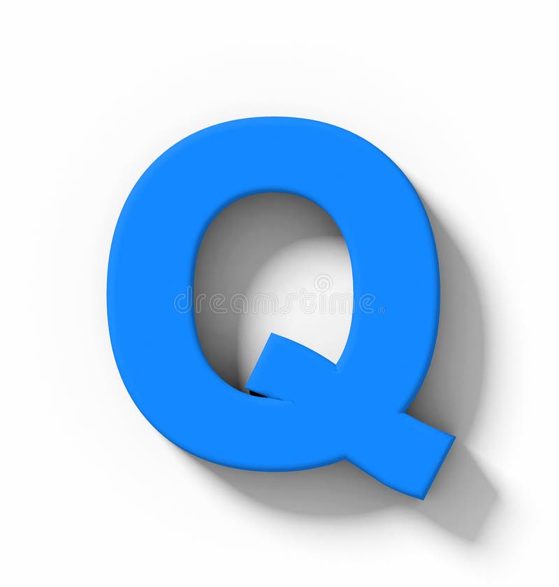Letter Q 3D Blue Isolated on White with Shadow - Orthogonal Projection ...