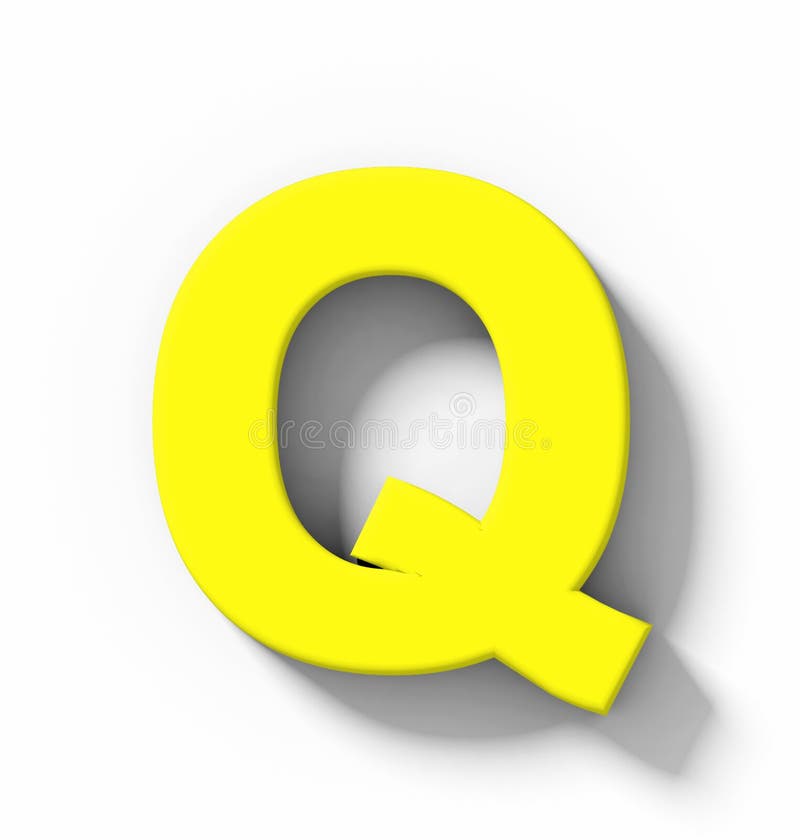 Letter Q 3D Yellow Isolated on White with Shadow - Orthogonal Pr Stock ...