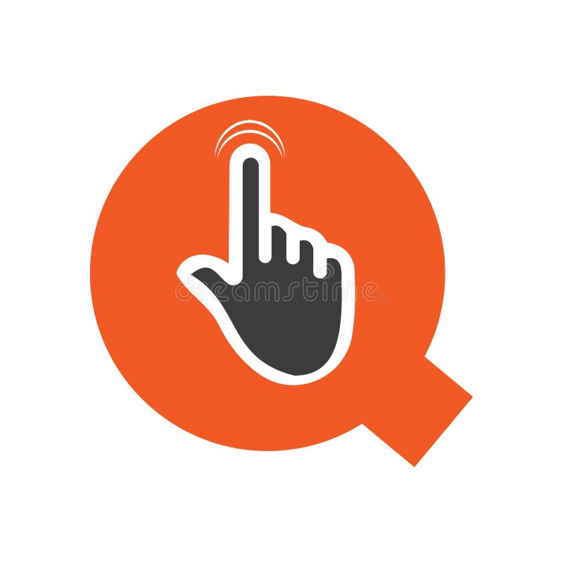 Letter Q Finger Click Logo Vector Template Concept for Technology ...