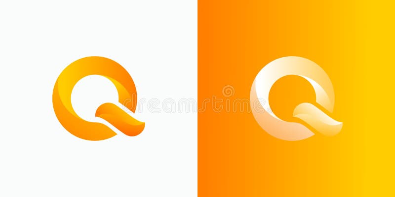 Letter Q Initial Vector Logo Design with Three-dimensional Effect in ...