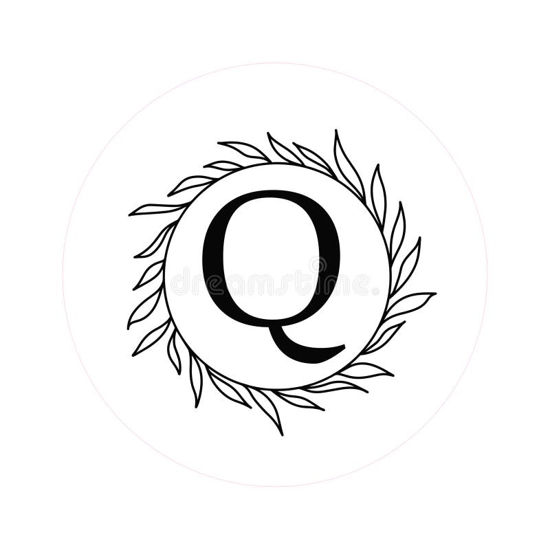 Letter "Q" Initials with Round Floral Frames, Vector Monogram Logo ...