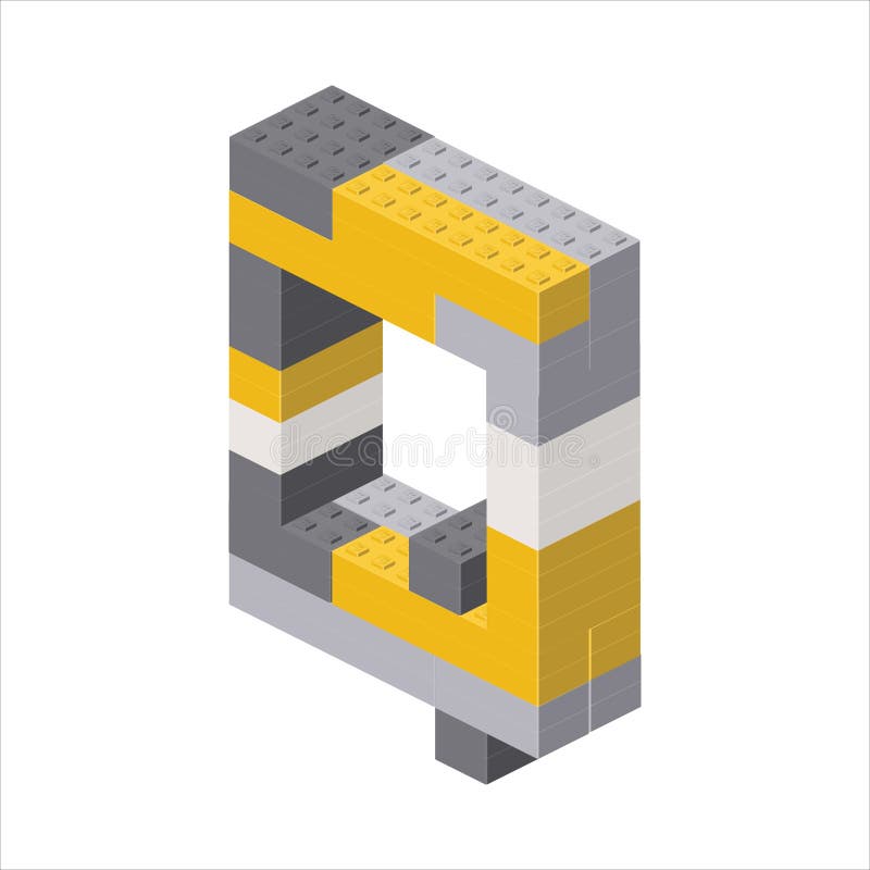Letter Q in Isometric View Assembled from Plastic Blocks. Vector Stock ...