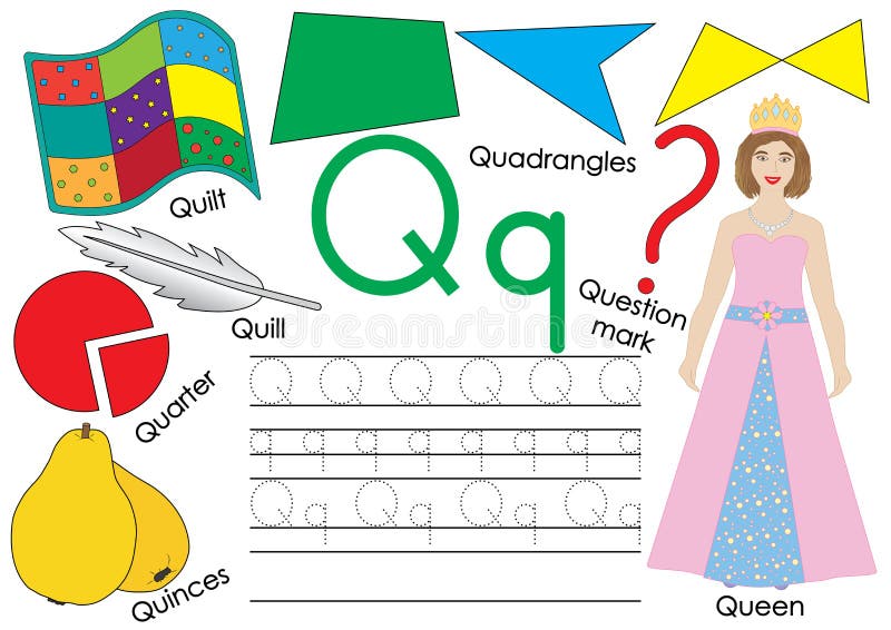 Letter Q. Learning English Alphabet. Writing Practice of Capital and ...