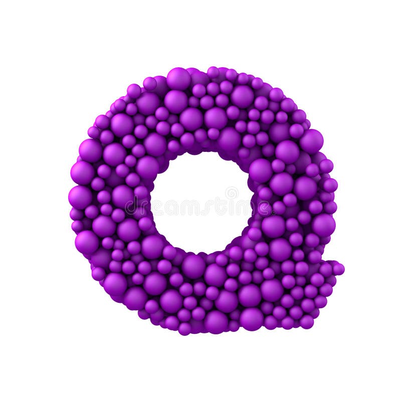 Letter Q Made of Plastic Beads, Purple Bubbles, Isolated on White, 3d ...