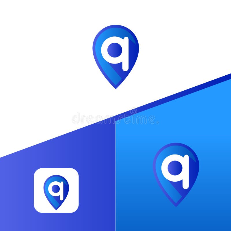 Letter Q with Map Pointer Icon or Logo Design Template Elements Stock ...
