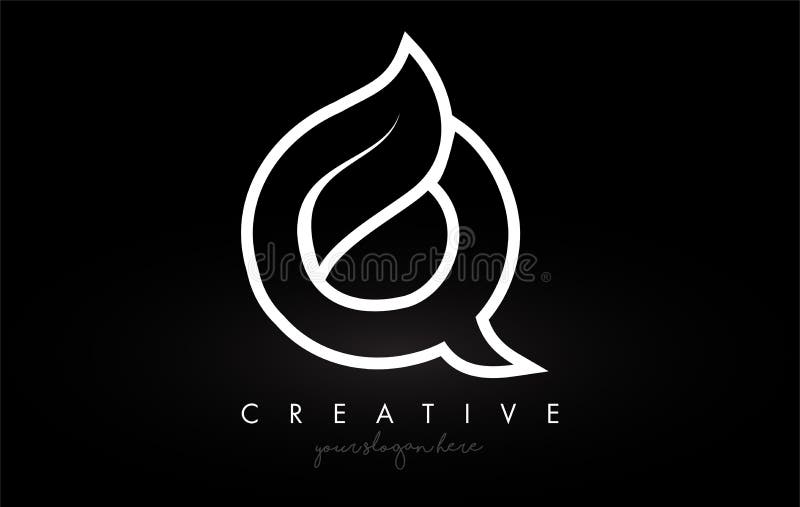 Letter Q Monogram Leaf Logo Icon Design with Black and White Colors ...
