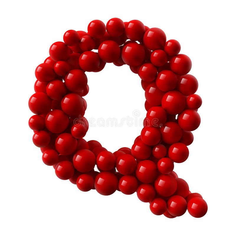 Letter Q with Red Colored Shiny Balls. Realistic Vector Illustration ...