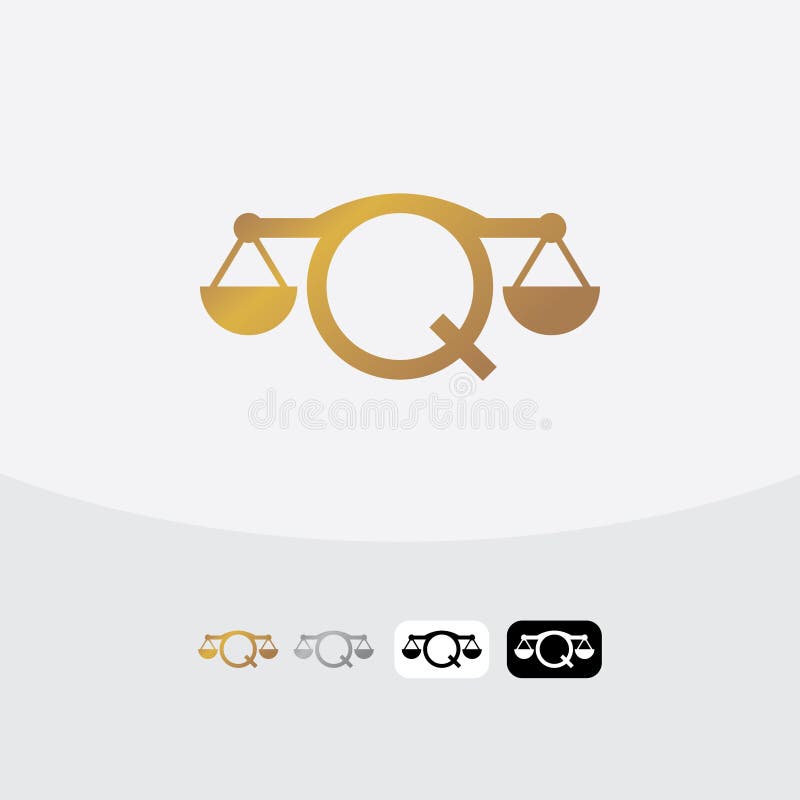 Letter Q and Scales Logo Design Vector. Stock Vector - Illustration of ...