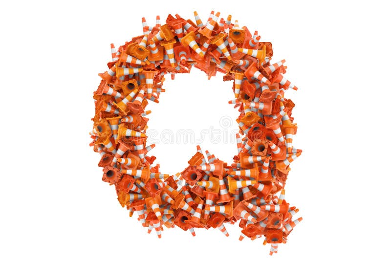 Letter E from Traffic Cones, 3D Rendering Stock Illustration ...