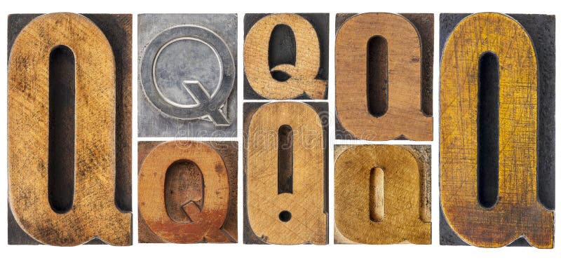Letter Q in Wood Type Blocks Stock Image - Image of text, grunge: 27826271