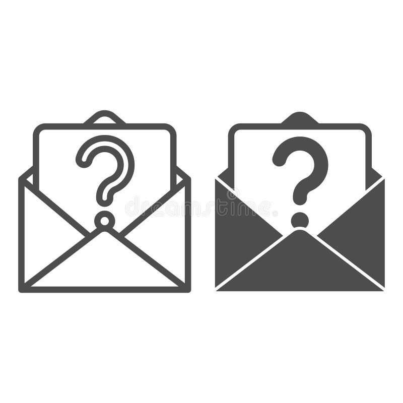Letter with Question Mark in Envelope Line and Solid Icon, Postage ...