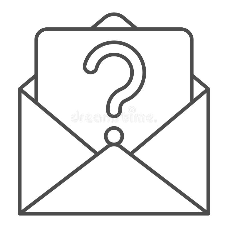 Letter with Question Mark in Envelope Thin Line Icon, Postage Concept ...
