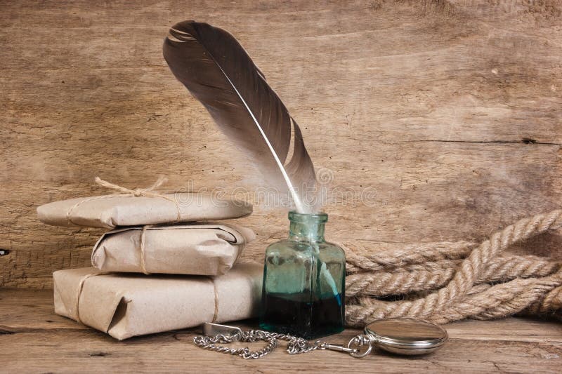 Letter and a quill stock image. Image of heap, beige - 19618053