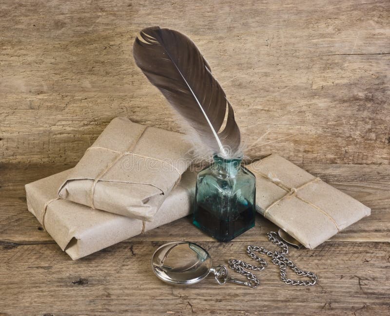Letter and a quill stock photo. Image of carton, craft - 174330288