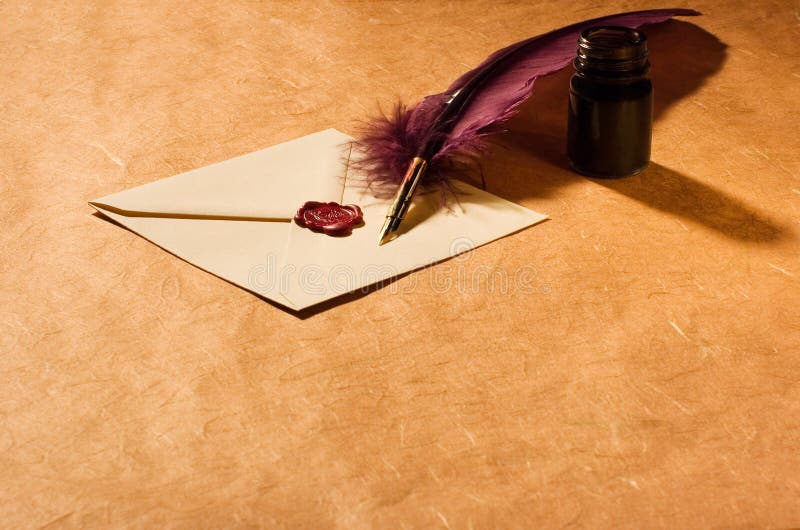 Letter, Quill, Inkwell & Diary Stock Image - Image of letter ...