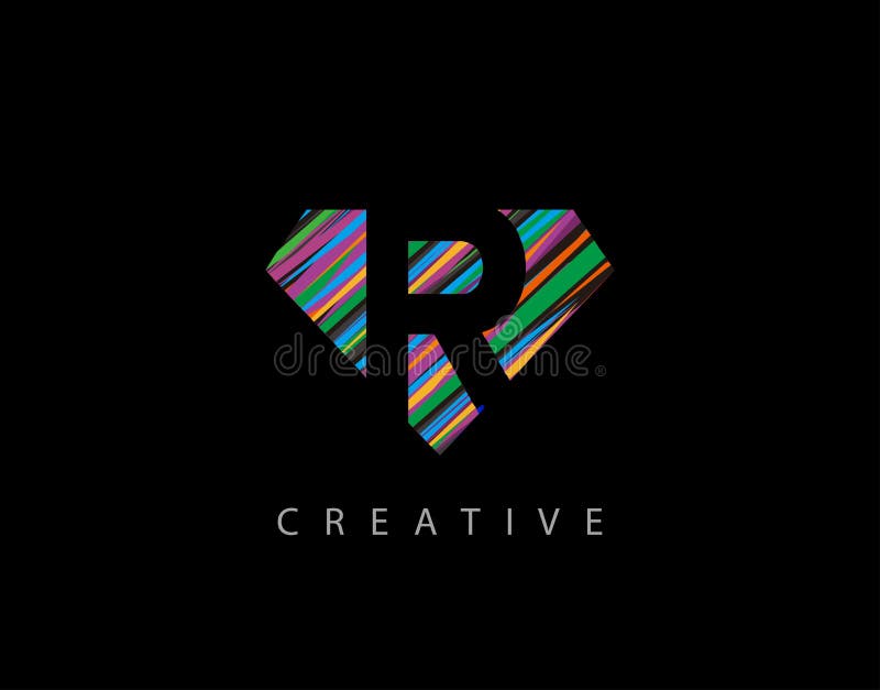 Letter R Abstract Diamond Logo. Creative R Letter Design with Colorful ...