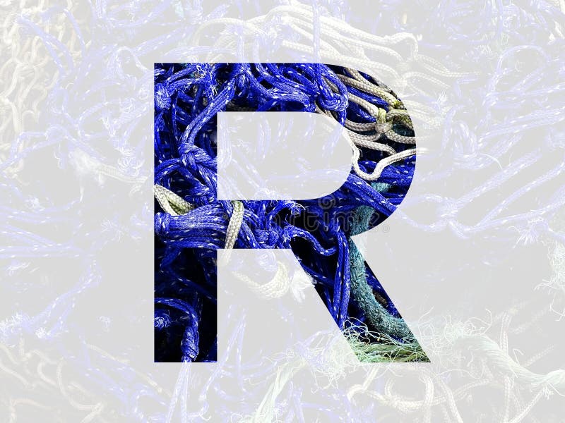 Letter R of the Alphabet Made with Blue and White Rope Stock ...