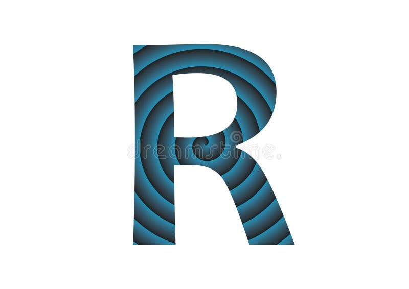 Letter R of the Alphabet Made with Dark and Light Blue Circles Stock ...