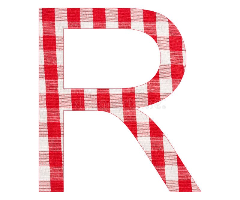Letter R of the Alphabet - Red Checkered Fabric Tablecloth - White ...