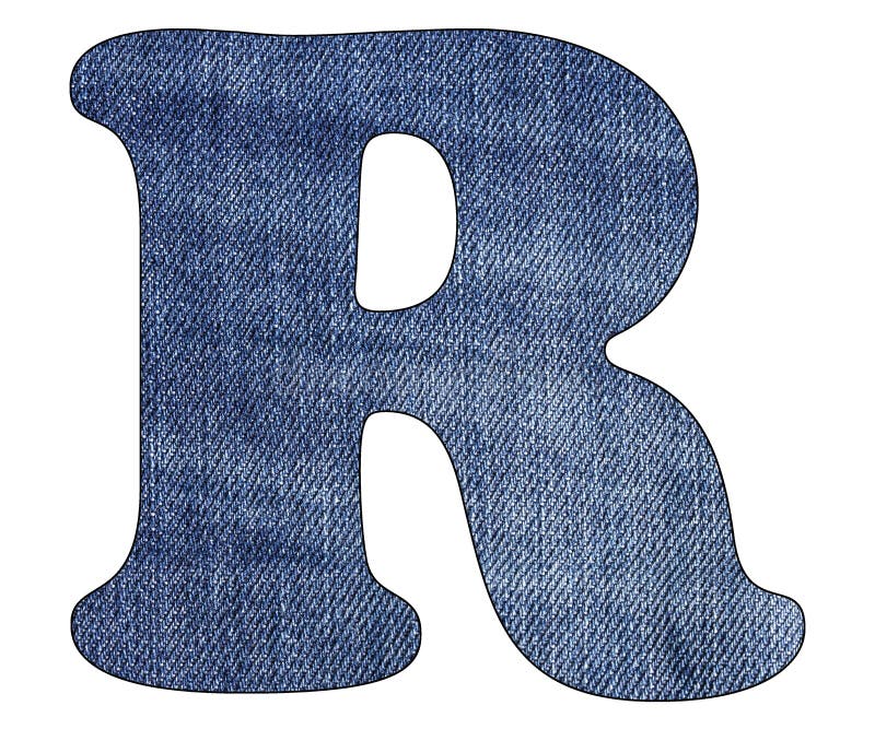 Letter R of the Alphabet - Texture Details of Denim Blue Jeans. White ...