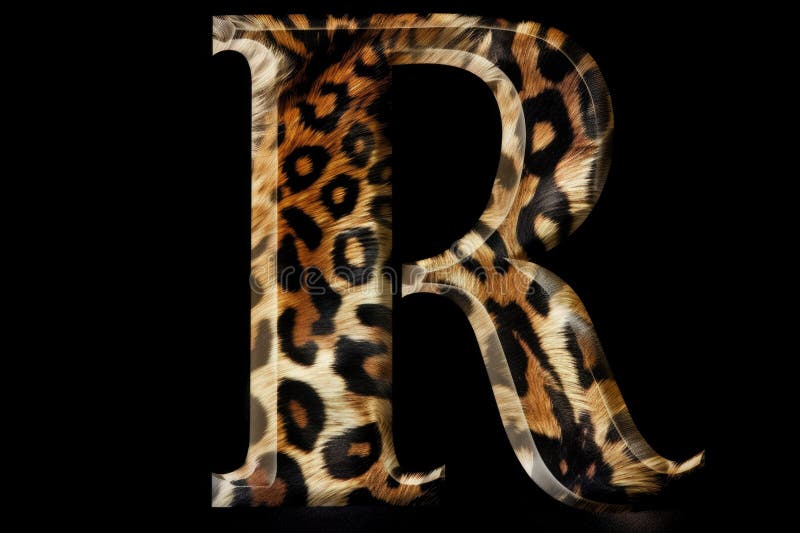 Letter R, Animal Print Style, on Black Background Stock Illustration ...