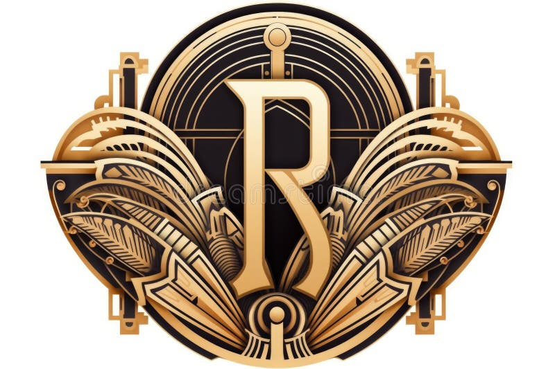 Letter R, Art Deco Style, on White Background Stock Illustration ...