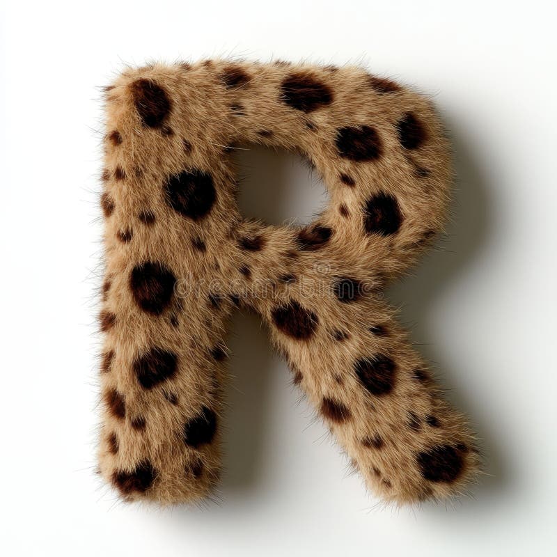 Letter R Crafted from Leopard Fur Set Against a Clean White Background ...