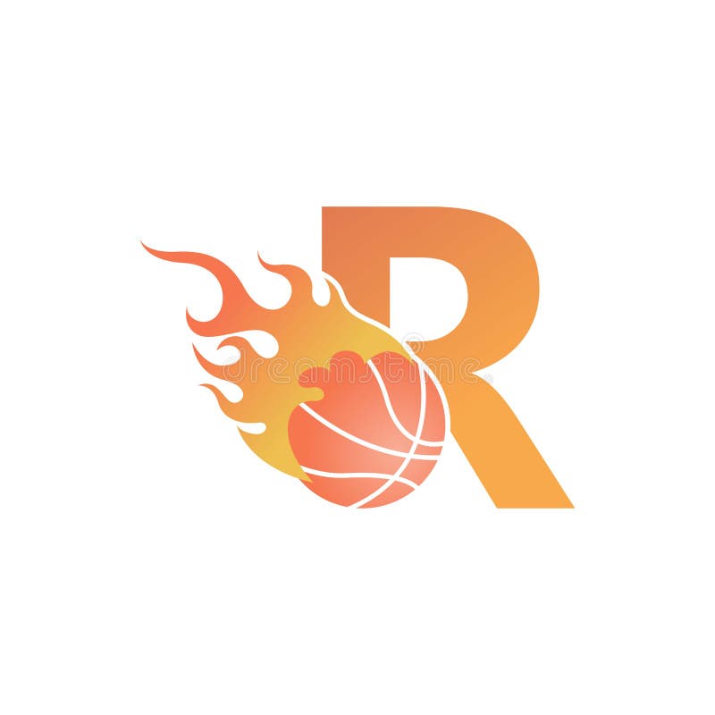 Letter R with Basketball Ball on Fire Illustration Stock Vector ...