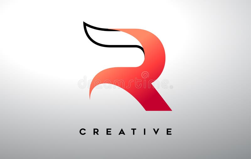 Letter R with Black Outline and Red Gradient Colors. Creative Modern ...