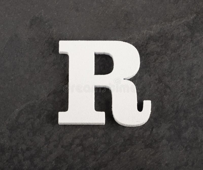 Letter R from Blank Alphabet on Gray Background - Top View Stock ...