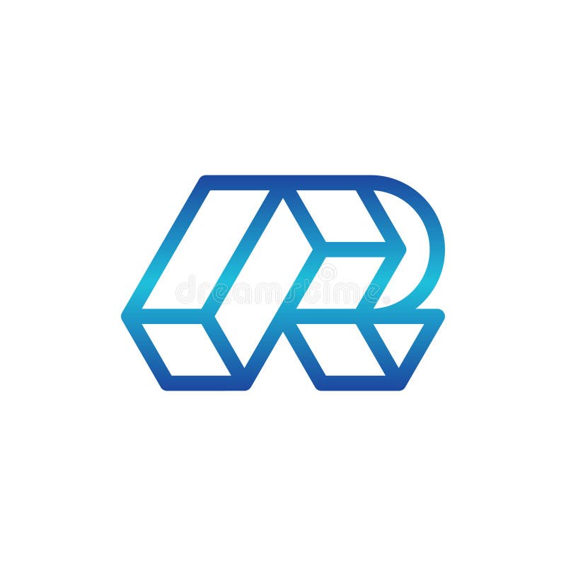 Letter R Block Monogram Line Modern Design Stock Vector - Illustration ...