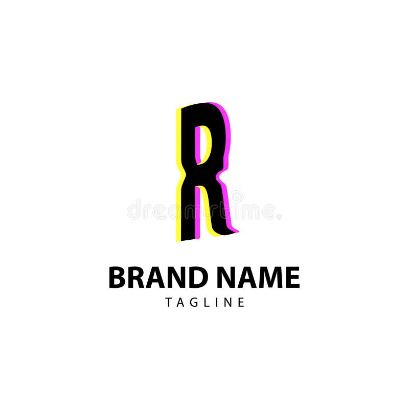 Letter R Bright Glitch for Creative Brand Stock Vector - Illustration ...