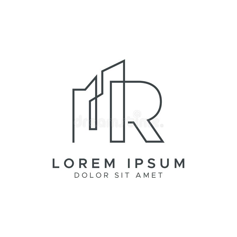 Letter R Building Line Logo Vector Design Template Stock Vector ...