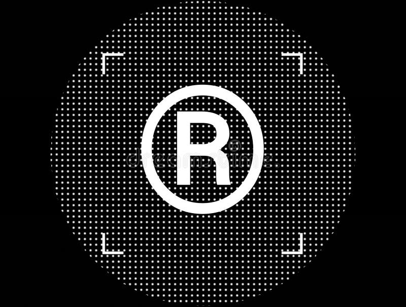 Letter R in the Center of a Circle in a Grid on a Black Background ...