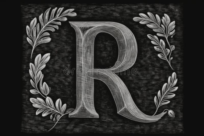 Letter R, Chalkboard Style, on White Background Stock Illustration ...