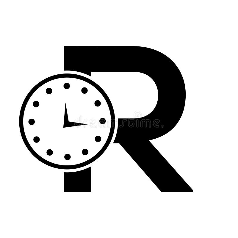 Letter R Clock Logo Design Vector Template Stock Vector - Illustration ...