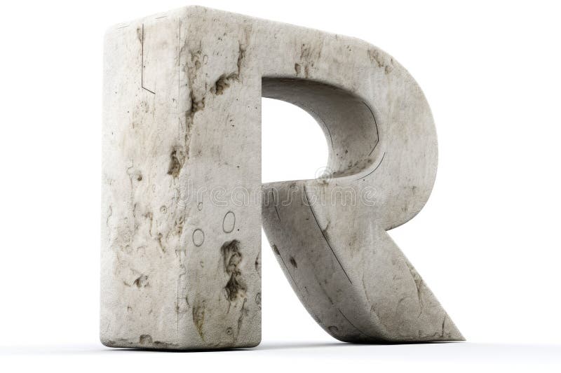 Letter R, from Concrete, on White Background Stock Photo - Image of ...
