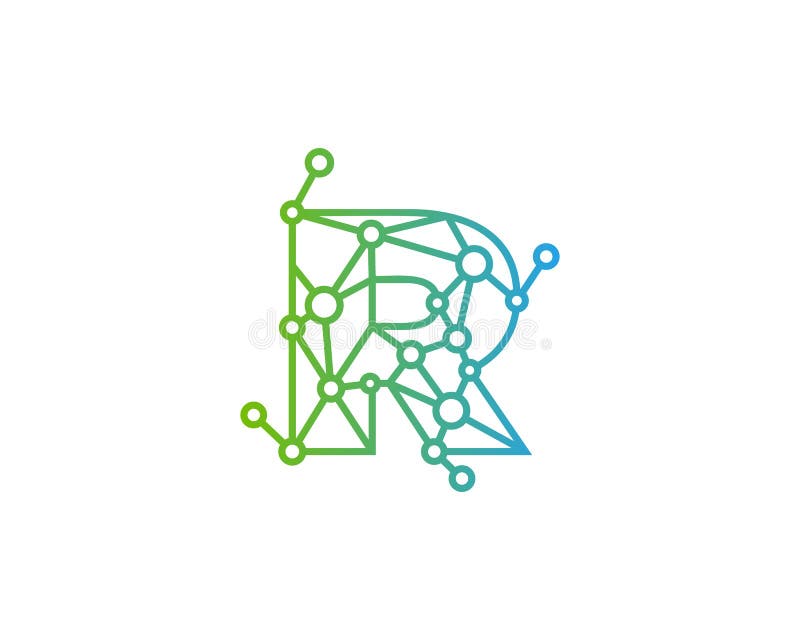 Letter R Connect Dot Network Icon Logo Design Element Stock Vector ...