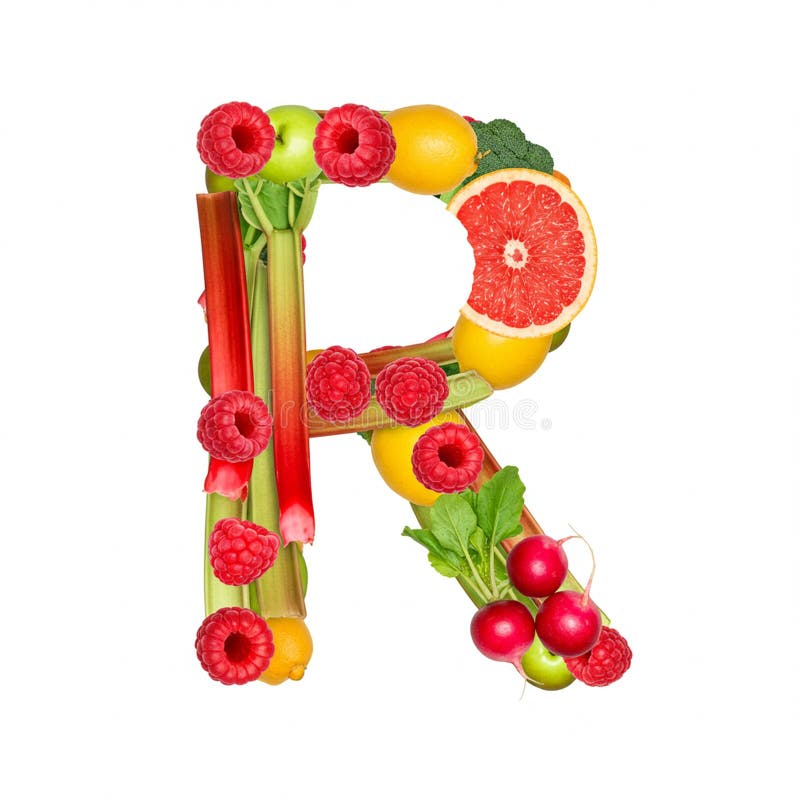The Letter "R" is Creatively Formed Using Various Fruits and Vegetables ...