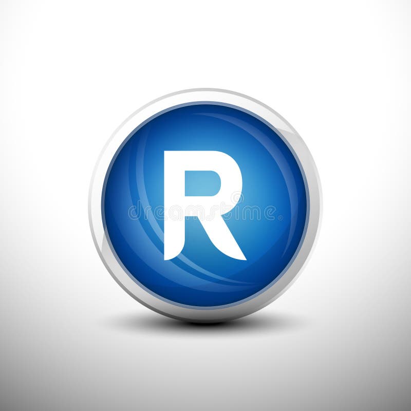 Letter R in 3D Shiny Blue Keys for Web Icons Stock Vector ...