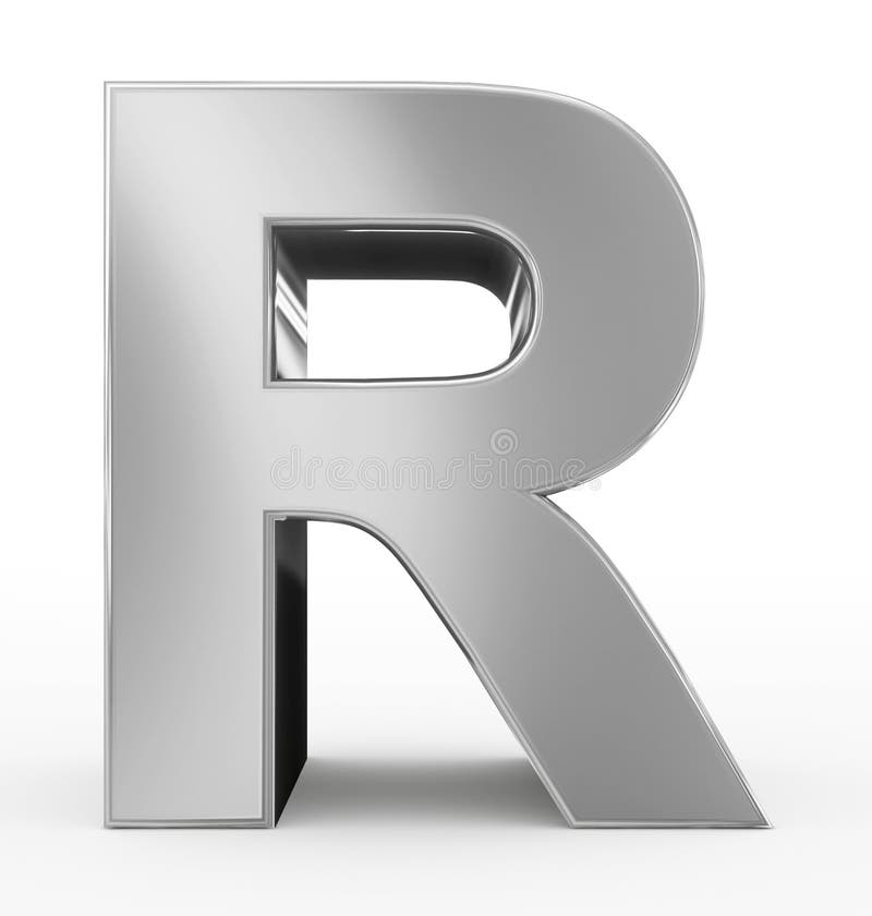 Letter R 3d Silver Isolated on White Stock Illustration - Illustration ...