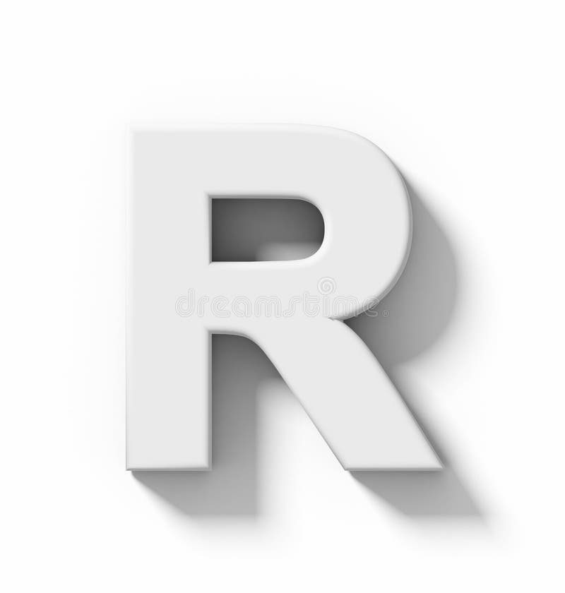 Letter R 3D White Isolated on White with Shadow - Orthogonal Pro Stock ...