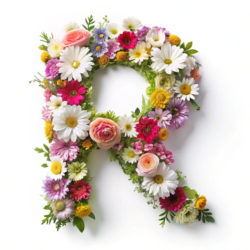 Letter R Decorated with Flowers Stock Illustration - Illustration of ...