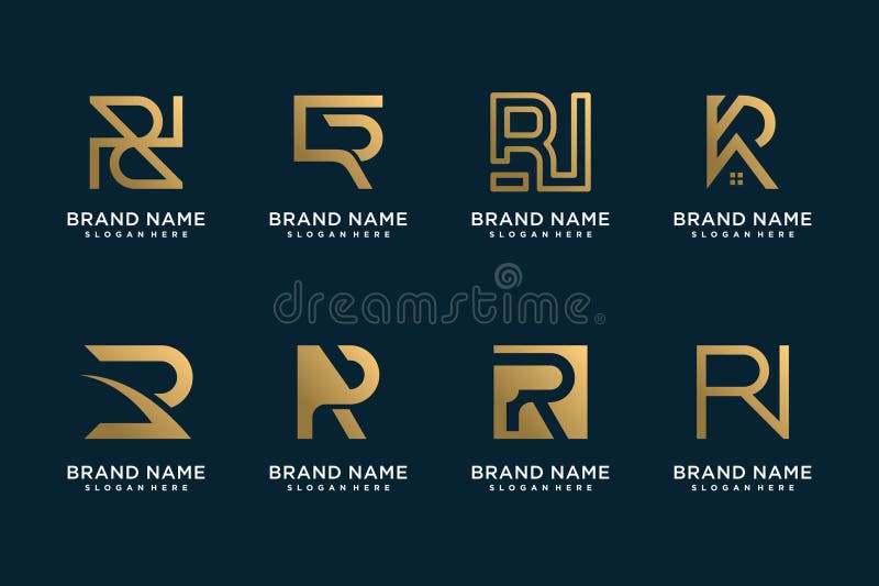 Letter R Design Element Icon Vector Collection with Creative Unique ...