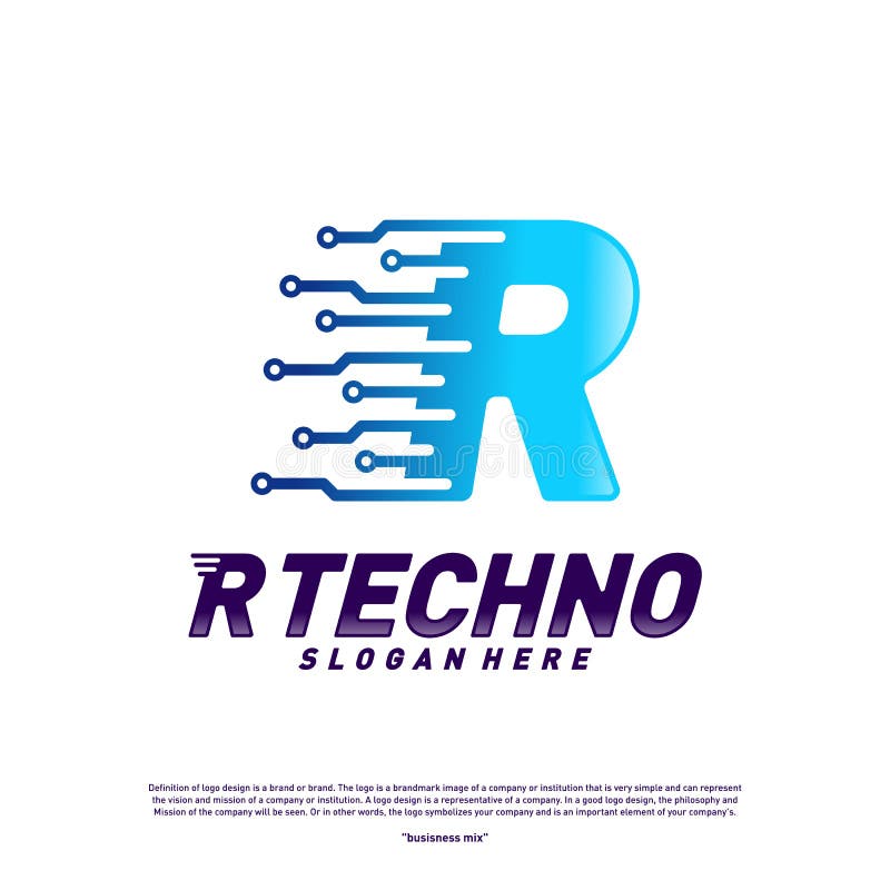 Letter R Digital Logo Design Concept Vector. Initial R Technology Logo ...