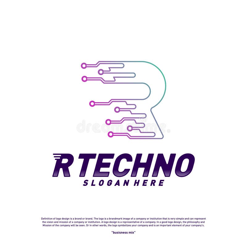 Letter R Digital Logo Design Concept Vector. Initial R Technology Logo ...