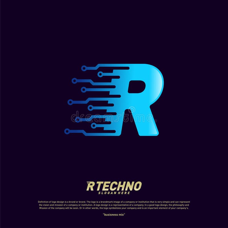 Set of Letter R Digital Logo Design Concept Vector. Initial R ...