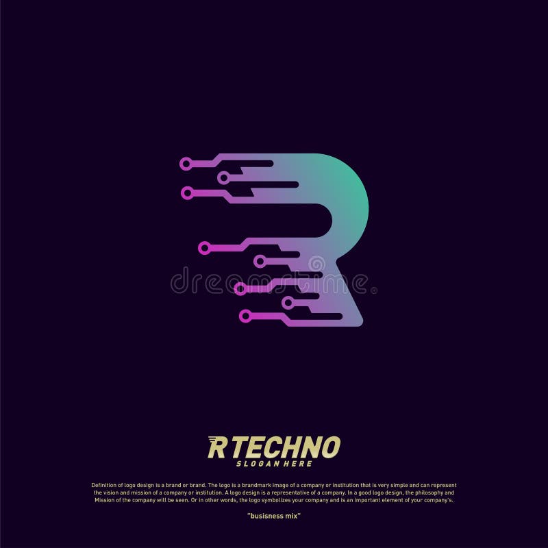Letter R Digital Logo Design Concept Vector. Initial R Technology Logo ...