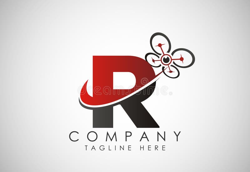 Letter R Drone Logo Design Vector Template. Drone Technology Logo Sign ...