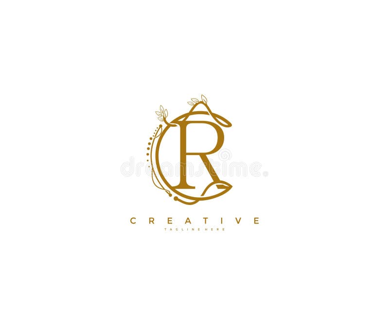 Letter R Floral Monogram Rounded Ornate Elegant Logo Design Stock ...